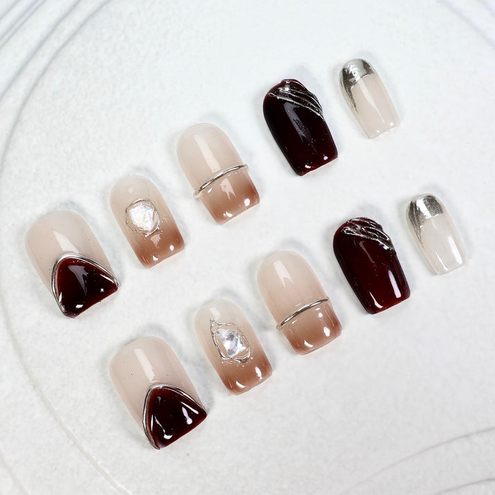 Cora P3 貝殼立體美甲片 魔鏡粉立體造型 漸變穿戴甲 – Fussiez